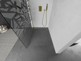 Mexen Kioto L, sprchová zástěna Walk-In 70 x 200 cm, 8mm čiré sklo bílý vzor, ​​zlatý matný profil, 800-070-103-55-85