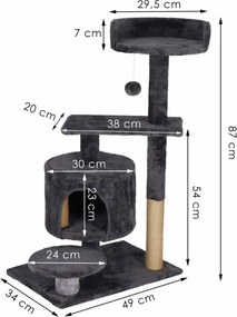Škrabadlo pro kočky - Domeček s míčkem 5 pater 87 cm SPRINGOS PA1036