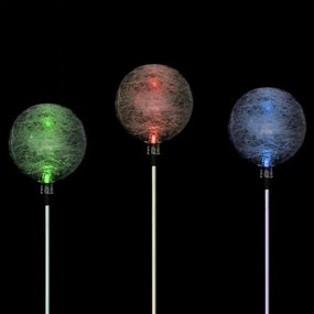 Sada 3 solárních zahradních zápichů s LED koulí, 80 cm