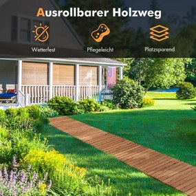 Costway Zahradní dřevěná cesta Rolovací přímá venkovní stezka – světle hnědá
