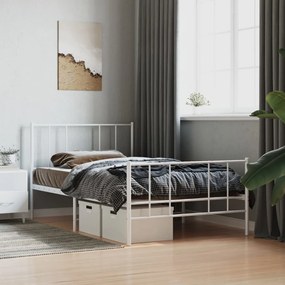vidaXL Kovový rám postele s hlavovým a nožním čelem 80 x 200 cm [352489] Barva: Bílá