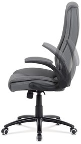 Kancelářská židle, potah šedá ekokůže, černý kovový kříž, houpací mechanismus