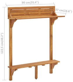 vidaXL 3dílný barový set na balkon masivní akáciové dřevo