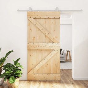 Posuvné Dveře S Kováním 100 X 210 Cm Masivní Borové Dřevo