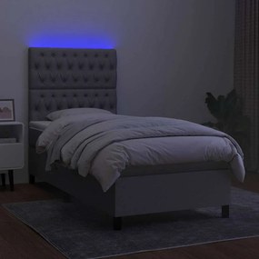 Box spring postel s matrací a LED světle šedá 80x200 cm textil 3135069