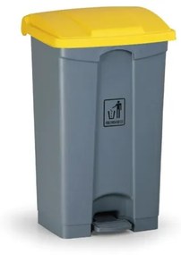 Nášlapný víceúčelový koš na odpadky 87 litrů, 480 x 360 x 820 mm, žlutá