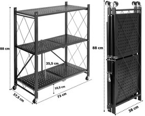 Pojízdný regál GESTEL 3 police černý