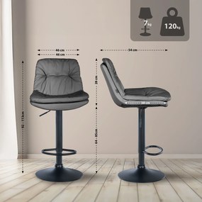 Barová židle Laurel umělá kůže černá konstrukce – šedá