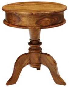 Indický nábytek - Kulatý stolek Jali 50x60x50 z indického masivu palisandr Světle medová