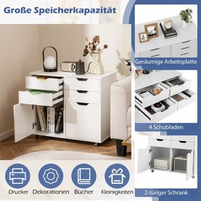 Costway Rolový kontejner s 4 zásuvkami a 2 dvířky kartotéka