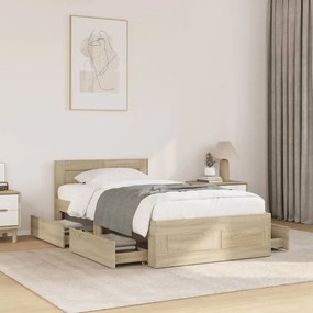 Rám postele s čelem dub sonoma 75 x 190 cm kompozitní dřevo 3295620