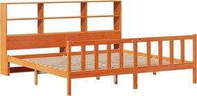 Postel s knihovnou bez matrace 200 x 200 cm masivní borovice 3321726