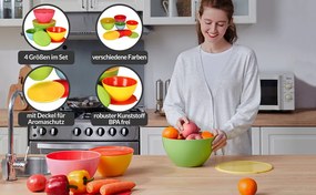 Monzana Sada plastových misek s víčky 4 ks – 900 až 4000 ml