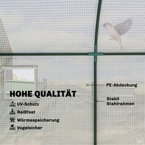 Zahradní skleník Outsunny, malý balkonový skleník s PE krytem a ocelovým rámem, rolovací dveře a okna, pro zeleninu a květiny, do interiéru i exterié…