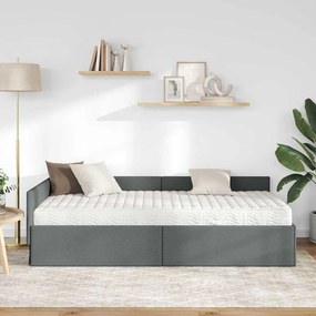 Rohový rám postele s matrací Jiný s čelo 2 ks Šedá textil 3393590