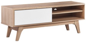 TV stolek světlé dřevo/bílá BUFFALO Beliani