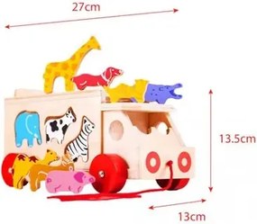 Bigjigs Toys Dřevěné auto se zvířátky / od 3 let