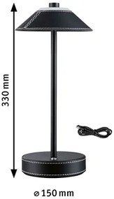 Paulmann 71173 Pellini, černá stolní lampička na baterii, 2W LED 3000-6500K, výška 33cm