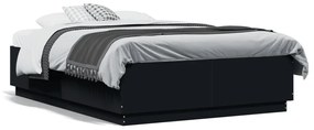 Rám postele s LED osvětlením černý 140x190 cm kompozitní dřevo