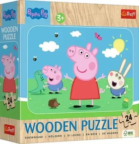 TREFL Dřevěné puzzle Prasátko Peppa / 24 dílků / 28 x 19,5 cm / od 3 l