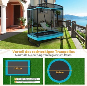 Costway 2 v 1 Dětská trampolína s houpačkou a ochrannou sítí a krytem okraje