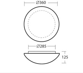 Osmont 68542 Aura 10, stropní/nástěnné svítidlo z triplexového skla se senzorem 20W LED 4000K IP44, průměr 36cm