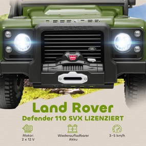 AIYAPLAY Dětské elektrické auto, 12V bateriový pohon, dálkové ovládání, hudební funkce, klakson, LED světla, zelená