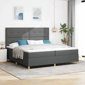 Postel s boxspringem s čelo Tmavě šedá 200 x 200 cm textil 3339645