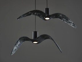 Brokis NIGHT BIRDS PENDENT závěsné svítidlo Brokisglass PC962 Barva skla: Opál - opálové sklo - masiv, Barva el. vedení: Textilní kabel -  světle šedý