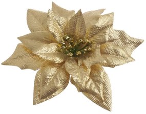 vánoční hvězda květ na klipu - zlatá + zlatý střed