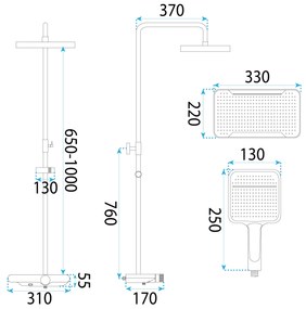 Sprchový komplet s termostatickou baterií REA BARI Titan