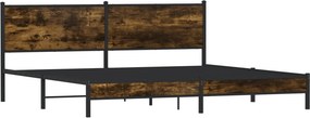 Kovový rám postele bez matrace kouřový dub 193 x 203 cm 3301379