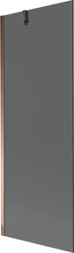 Mexen Next, vanová zástěna 1-křídlová 70 x 150 cm, fixní křídlo, 6 mm šedé sklo, růžové zlato profil, 895-070-000-00-40-60