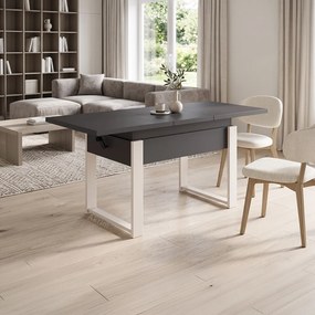 Rozkládací polohovací konferenční stolek HOGO 3v1 | 120-157x62,5-74,5x67 cm | síla horní desky 32 mm | tmavě šedá/nohy kašmír
