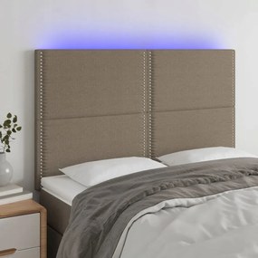 Čelo Postele S Led Textil Taupe 144 x 5 x 118/128 cm