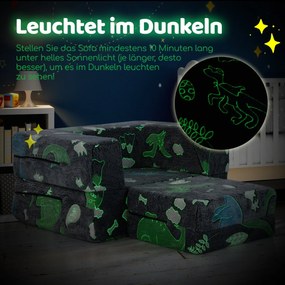 Costway Modular dětská pohovka Glow in Dark Play Sofa Modular Sofa, šedá