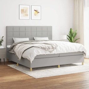 Box spring postel s matrací světle šedá 200 x 200 cm textil 3142361