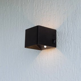 LED nástěnné světlo Cube baterie, magnet, černá