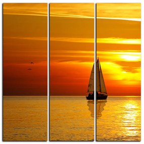 Obraz na plátně - Loď při západu slunce - čtverec 3247B (105x105 cm)