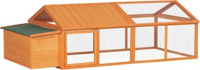 PawHut Venkovní kurník 240x112,5x76 cm Dřevěný kurník s otevírací střechou, uzamykatelnými dveřmi a hnízdící krabicí pro kuřata, králíky a kachny | Ao