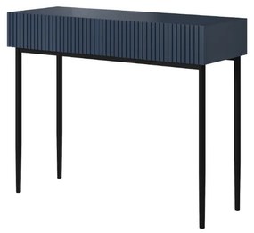 Moderní konzolový/toaletní stolek Nicole - Tmavě modrý MDF / černé nohy