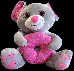 PLYŠÁKOV - Šedá myška s donutem 45 cm