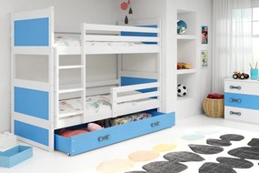 BMS Group Dětská patrová postel Rico - Bílá/modrá 200x90