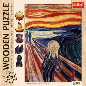 TREFL Dřevěné puzzle Art: Edvard Munch - Výkřik / 200 dílků / 25,5 x 1
