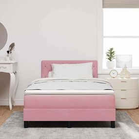 Postel s boxspringem s matrací s čelo Růžová 120 x 200 cm samet 3339103
