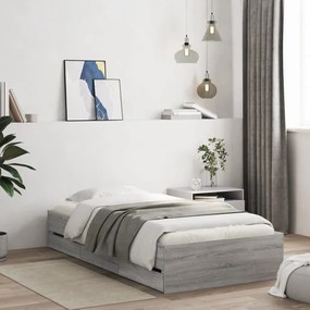 vidaXL Rám postele se zásuvkami 90x190 cm kompozitní dřevo [3207327] Barva: šedá sonoma