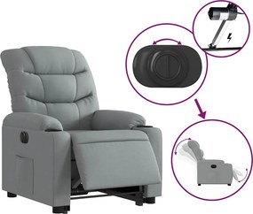Elektrické zvedací polohovací křeslo světle šedé textil 3206663