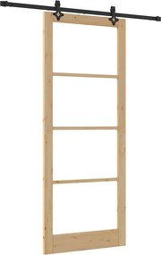 Posuvné dveře ORKDAL 93 x 232 cm Masivní borové dřevo a sklo 3332179