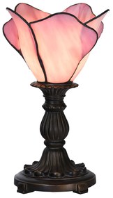 Růžová stolní lampa Tiffany Christelle - Ø 20*30 cm E14/max 1*25W