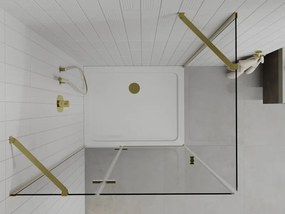Mexen Roma sprchový kout 120 x 70 cm, 6mm čiré sklo, zlatý profil + sprchová vanička Slim, 854-120-070-50-00-4010